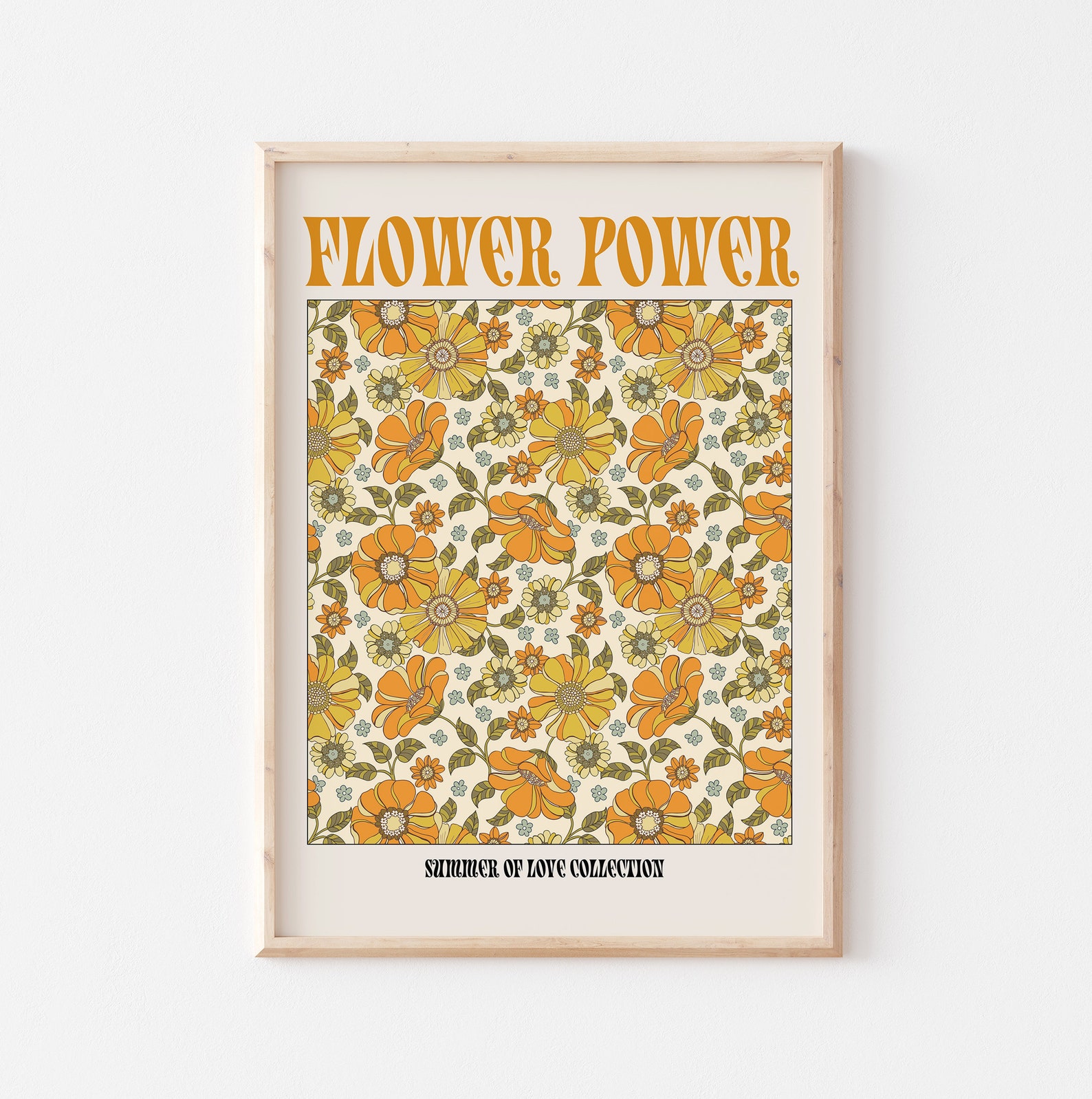 70s Art 1970s Floral Print Flower Power Print 70s Decor - Etsy