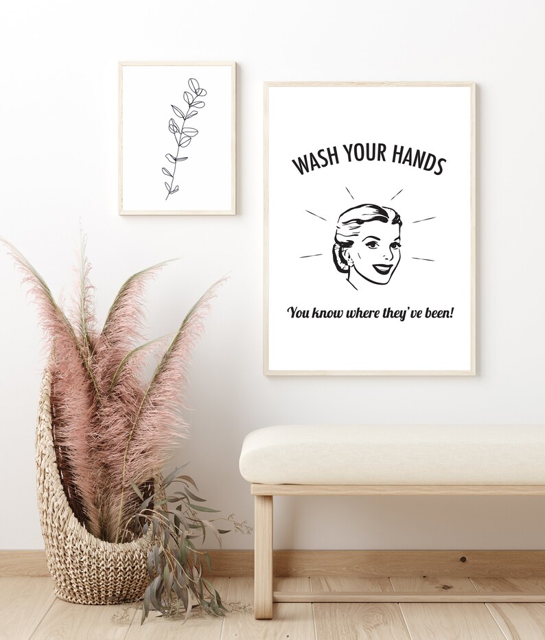 Wash Your Hands Retro Bathroom Art 50s Art Bathroom Sign - Etsy Canada