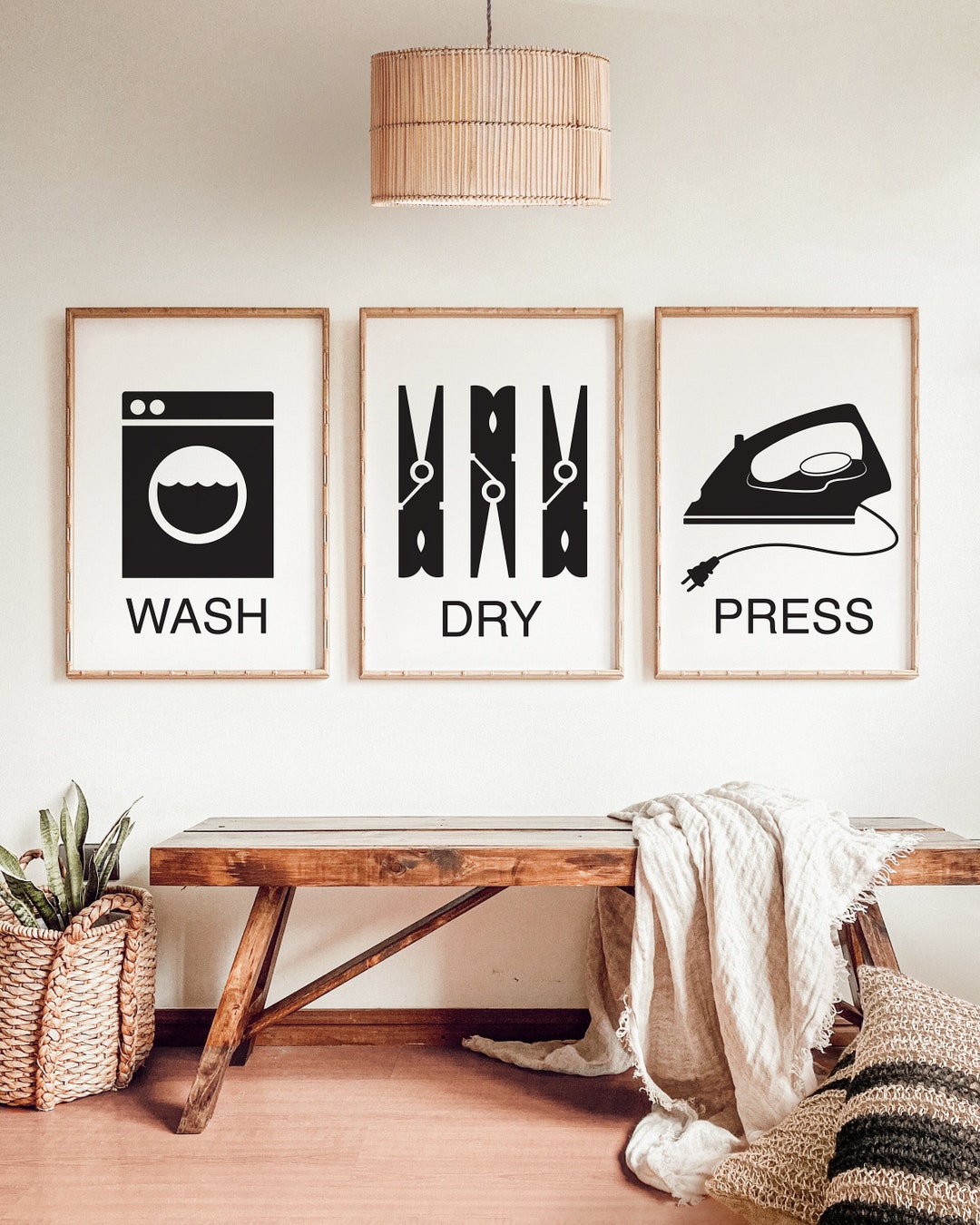 Laundry Prints Wash Dry Press Laundry Room Decor Laundry - Etsy