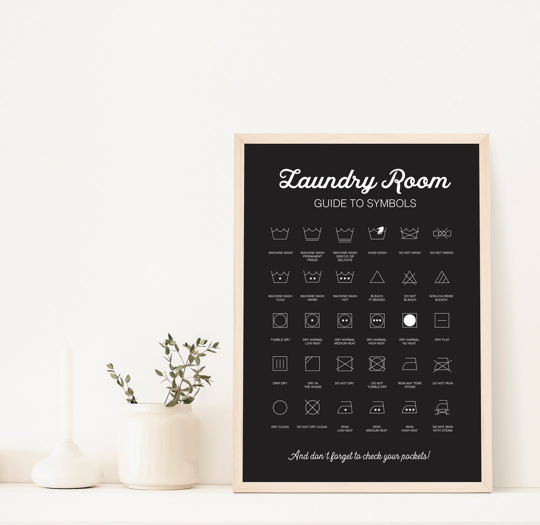 Laundry Symbols Print, Laundry Instructions, Washing Instructions ...