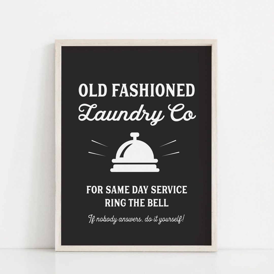 Vintage Laundry Sign Laundry Room Art Black and White Old Fashioned ...