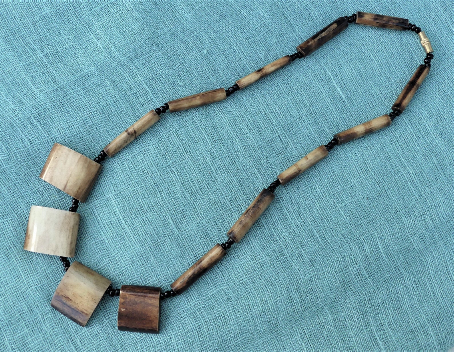 Vintage 1970s Boho Stained & Carved Bone Chunky Bib Necklace - Etsy UK