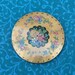 ZENETTE Brass Powder Compact With Black Floral Rosette Centre, and Blue ...