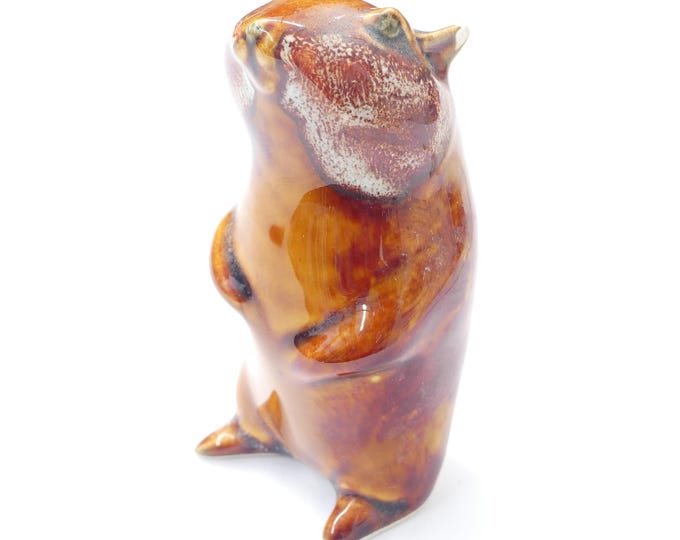 WILLOW POTTERY Chestnut Brown Ceramic Hamster, Small Hand-made Pottery ...