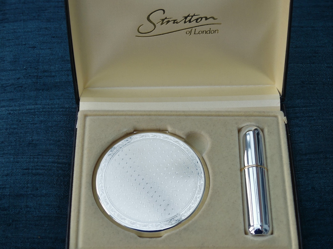 STRATTON Silver-plated Powder Compact + Perfume Atomiser Set in ...
