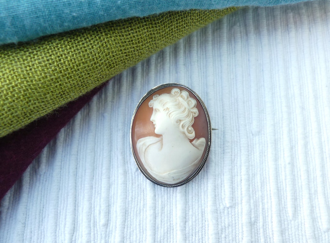 Antique Victorian Silver-plated Real Shell Cameo Brooch, Vintage 1800s ...