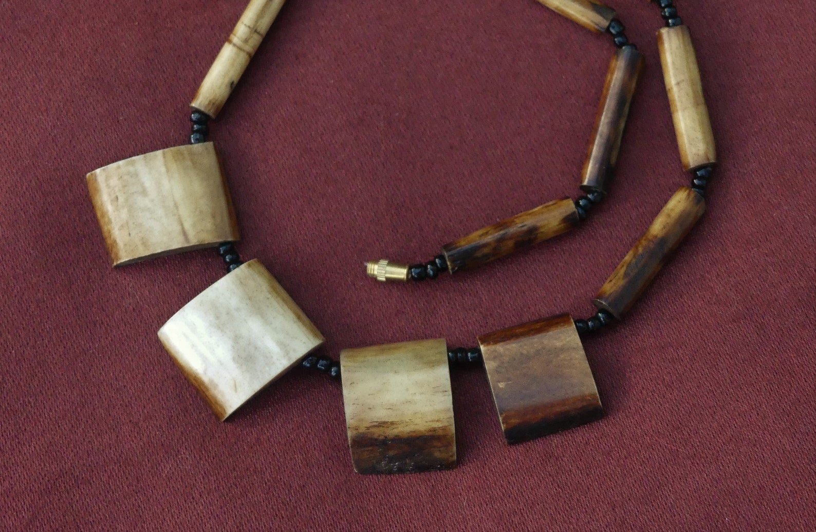 Vintage 1970s Boho Stained & Carved Bone Chunky Bib Necklace | Etsy UK