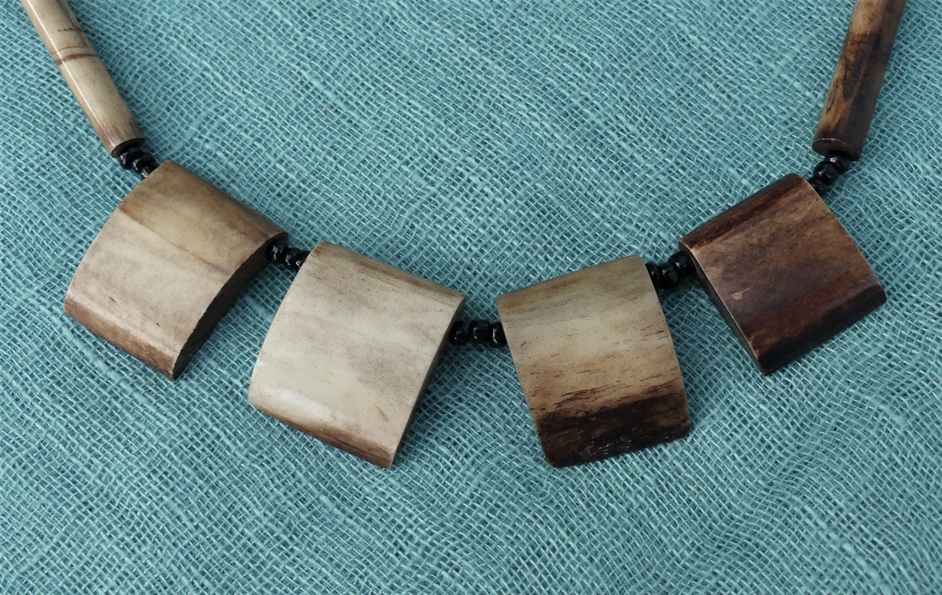 Vintage 1970s Boho Stained & Carved Bone Chunky Bib Necklace - Etsy UK