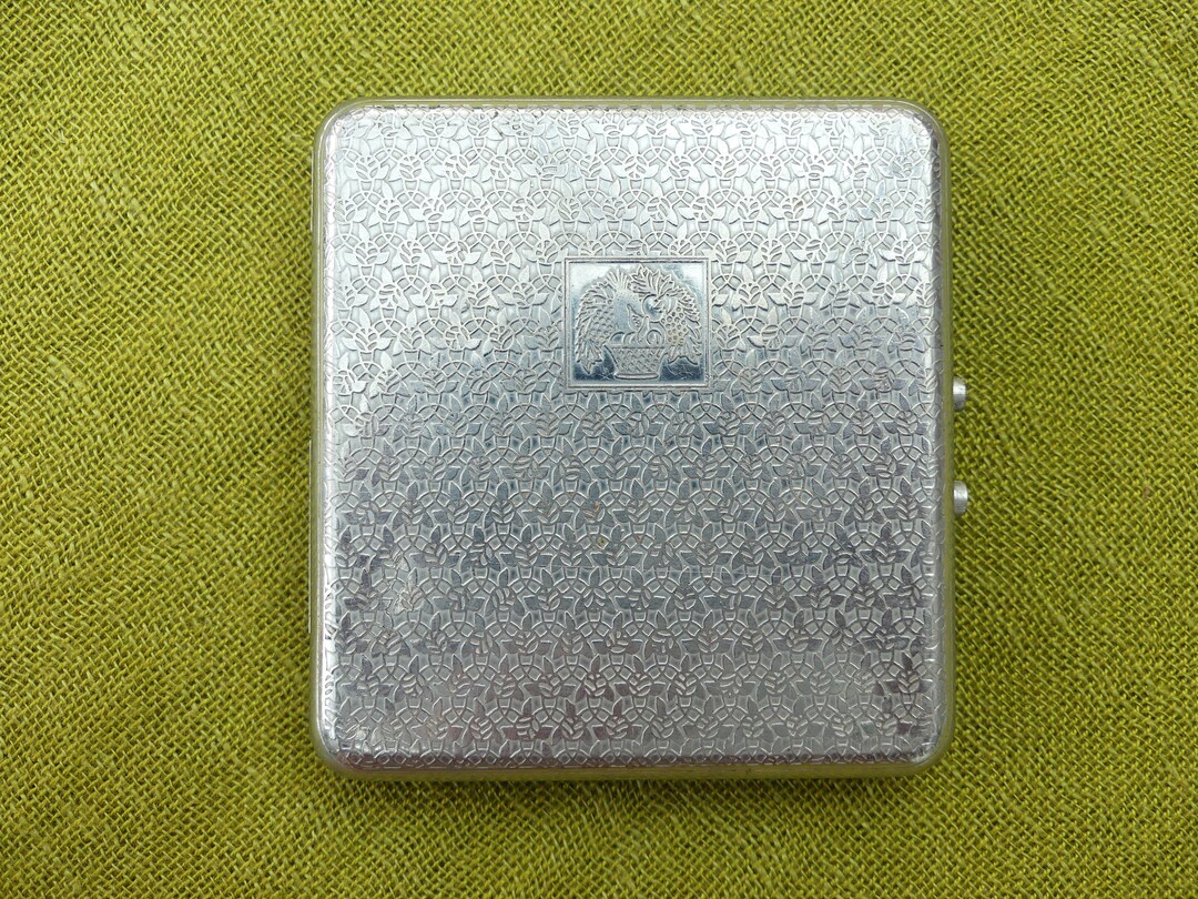 PRINCESS Art Deco Etched Chrome Powder Compact & Cigarette Case, With ...