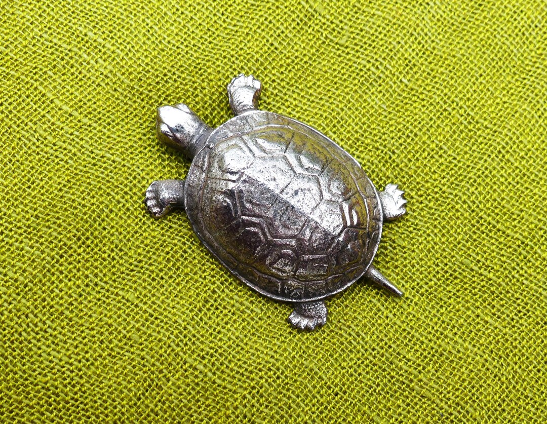 Vintage 1970s Pewter Turtle Brooch, Large Pewter Tortoise or Turtle Pin ...
