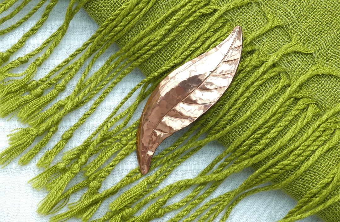 MODA Large Hammered Copper Leaf Brooch, Modernist Scandinavian Design ...