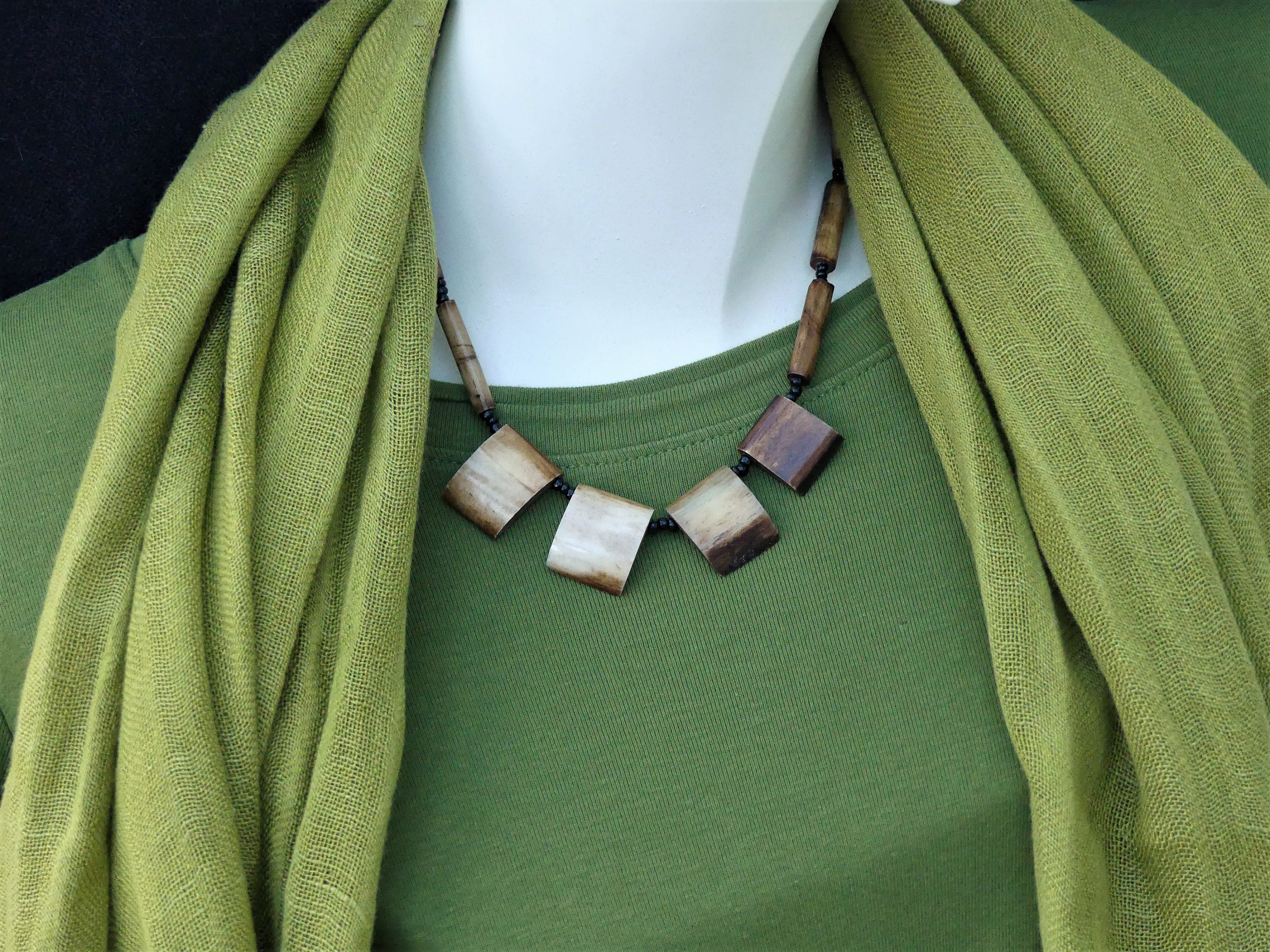 Vintage 1970s Boho Stained & Carved Bone Chunky Bib Necklace - Etsy UK