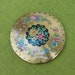 ZENETTE Brass Powder Compact With Black Floral Rosette Centre, and Blue ...