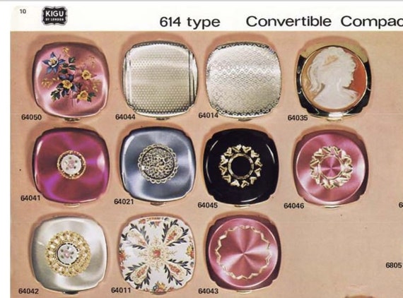KIGU Boxed Brass Convertible Powder Compact with Engi… - Gem