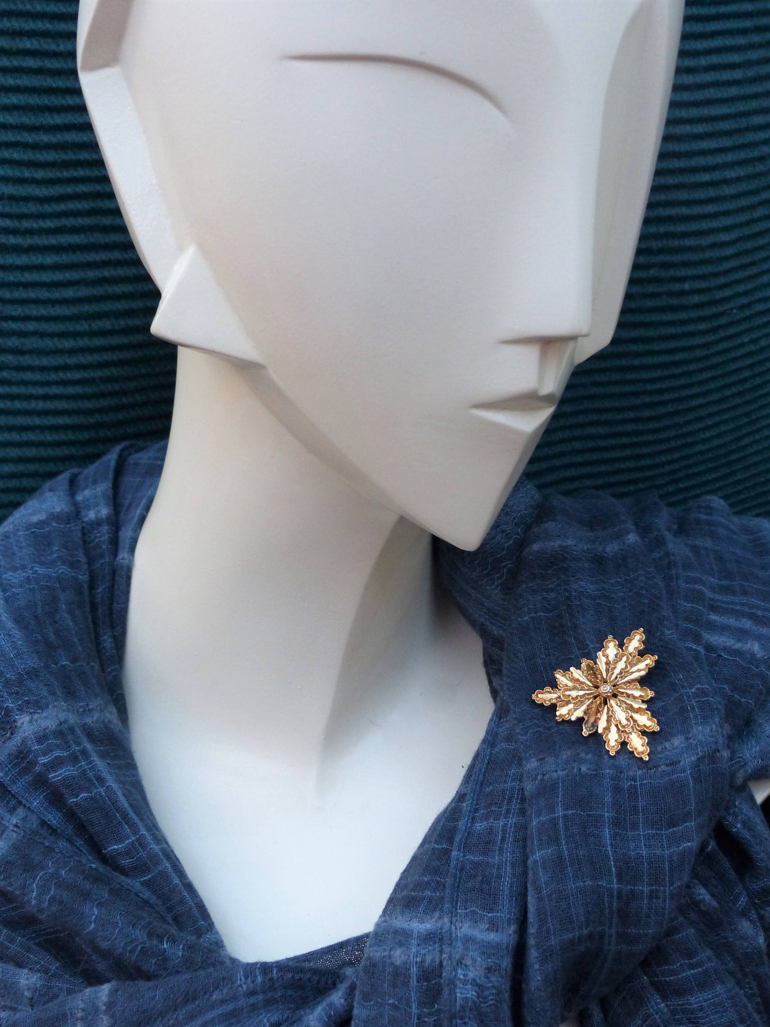 WEST Gold-plated Layered Triangular Brooch Abstract Modernist - Etsy