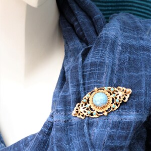 SPHINX Gold-tone, Faux-pearl and Faux Turquoise Filigree Baroque Brooch ...