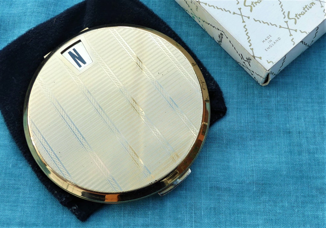STRATTON Lacquered Brass Powder Compact With Dial Your Initial ...