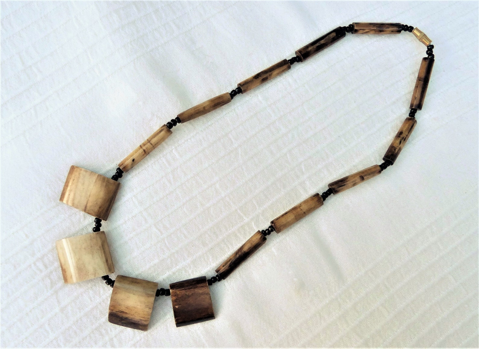 Vintage 1970s Boho Stained & Carved Bone Chunky Bib Necklace - Etsy UK