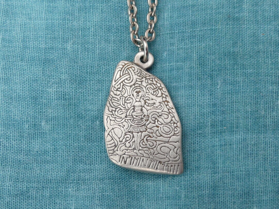 JORGEN JENSEN 'jelling Stone' Pewter Pendant, Christ's Image With Runes ...