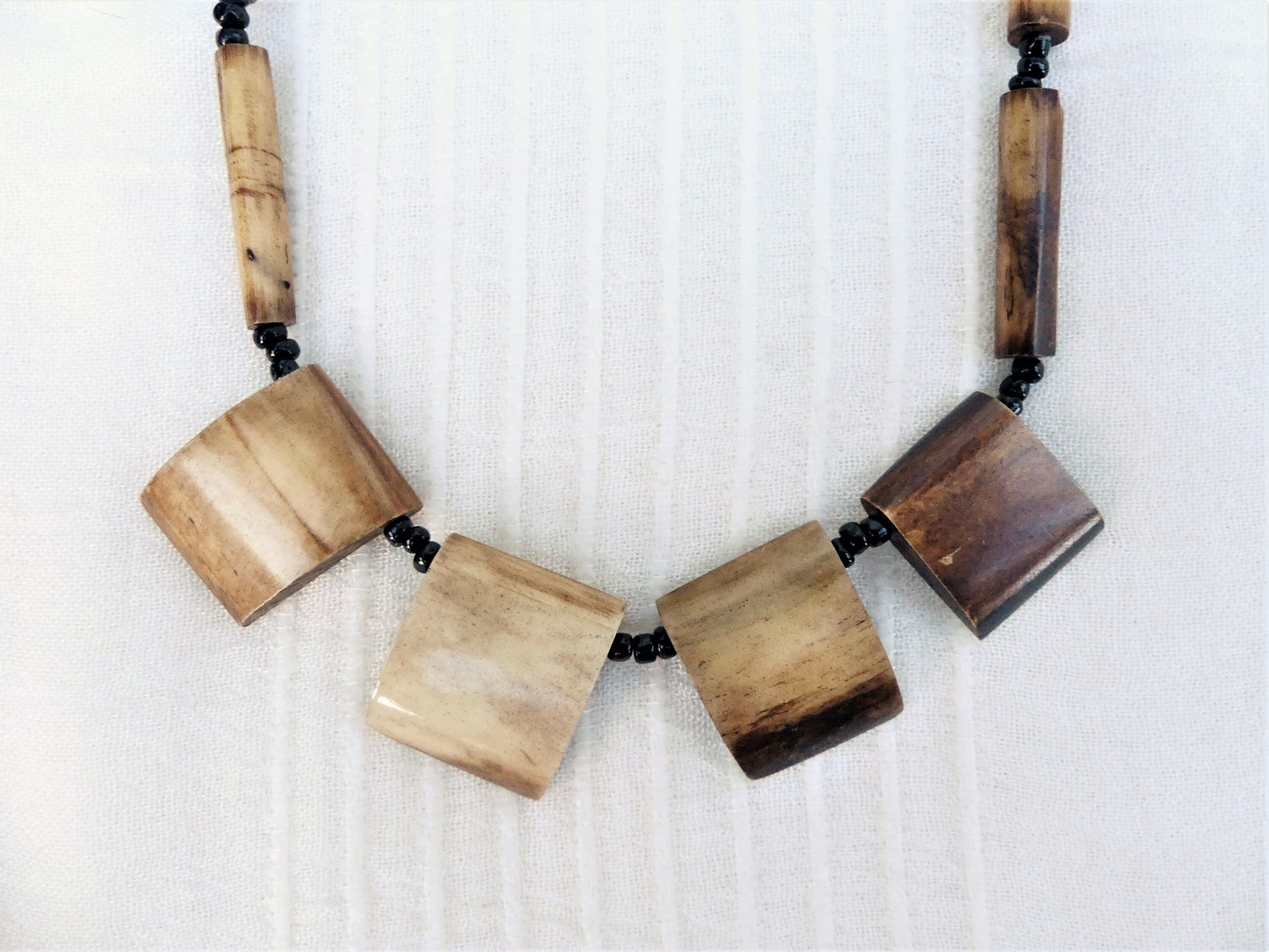 Vintage 1970s Boho Stained & Carved Bone Chunky Bib Necklace - Etsy UK