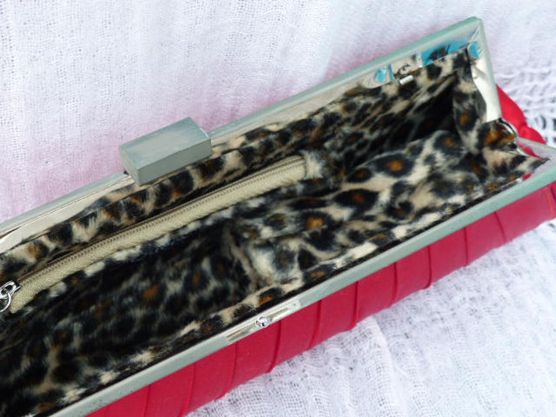 SHOE QUEEN Red Satin Baguette Evening Bag With Embroidered - Etsy