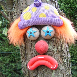 Clown Garden Decoration. Tree Face Outdoor Sculpture Statues. Gifts for ...