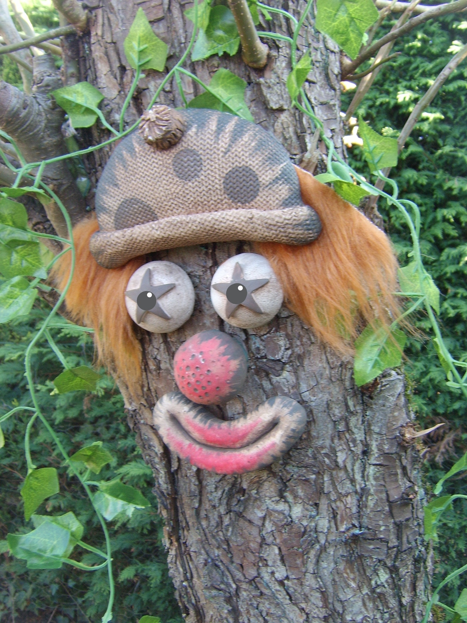Clown Garden Decoration. Tree Face Outdoor Sculpture Statues. - Etsy