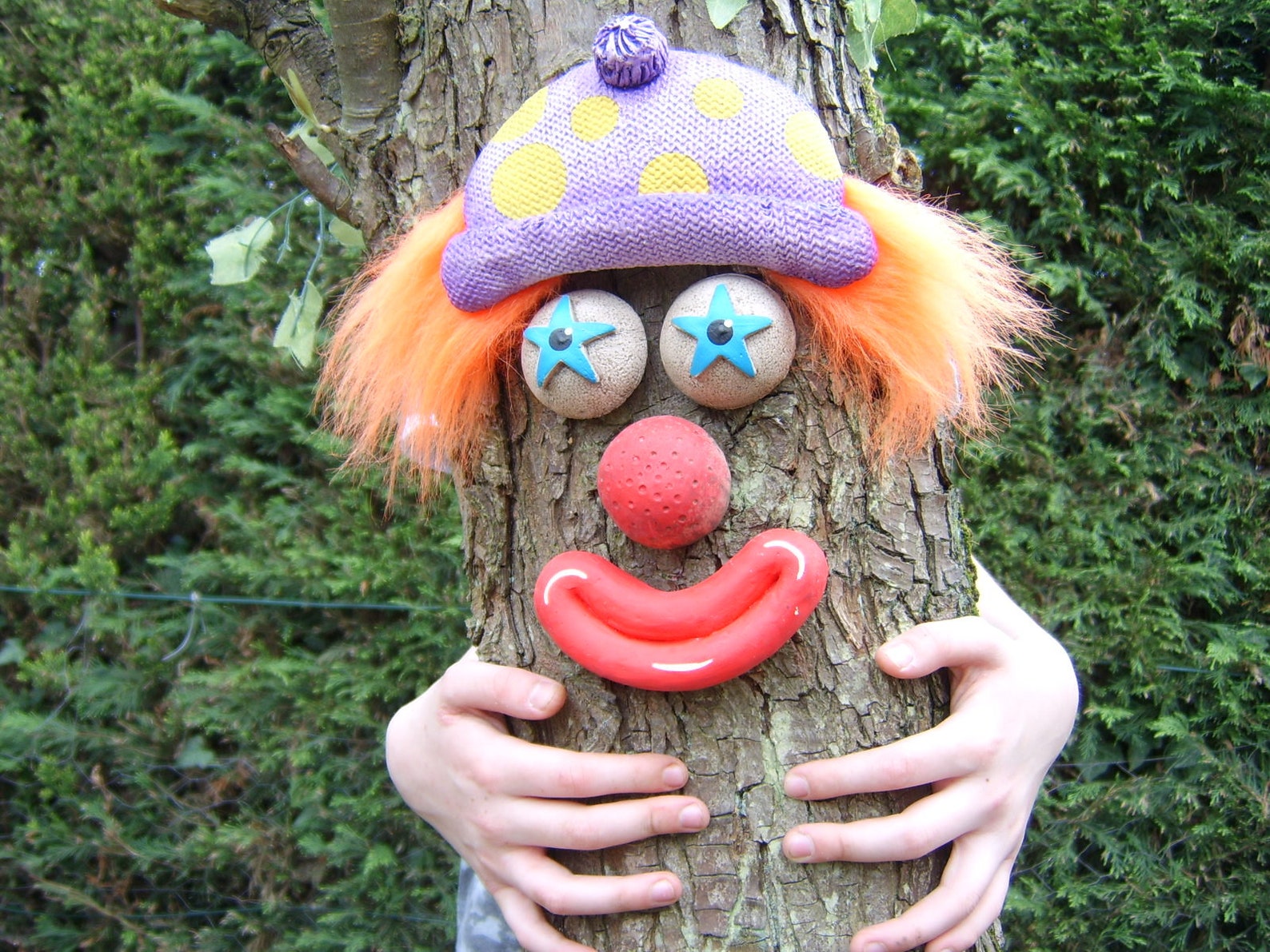 Clown Garden Decoration. Tree Face Outdoor Sculpture Statues. - Etsy