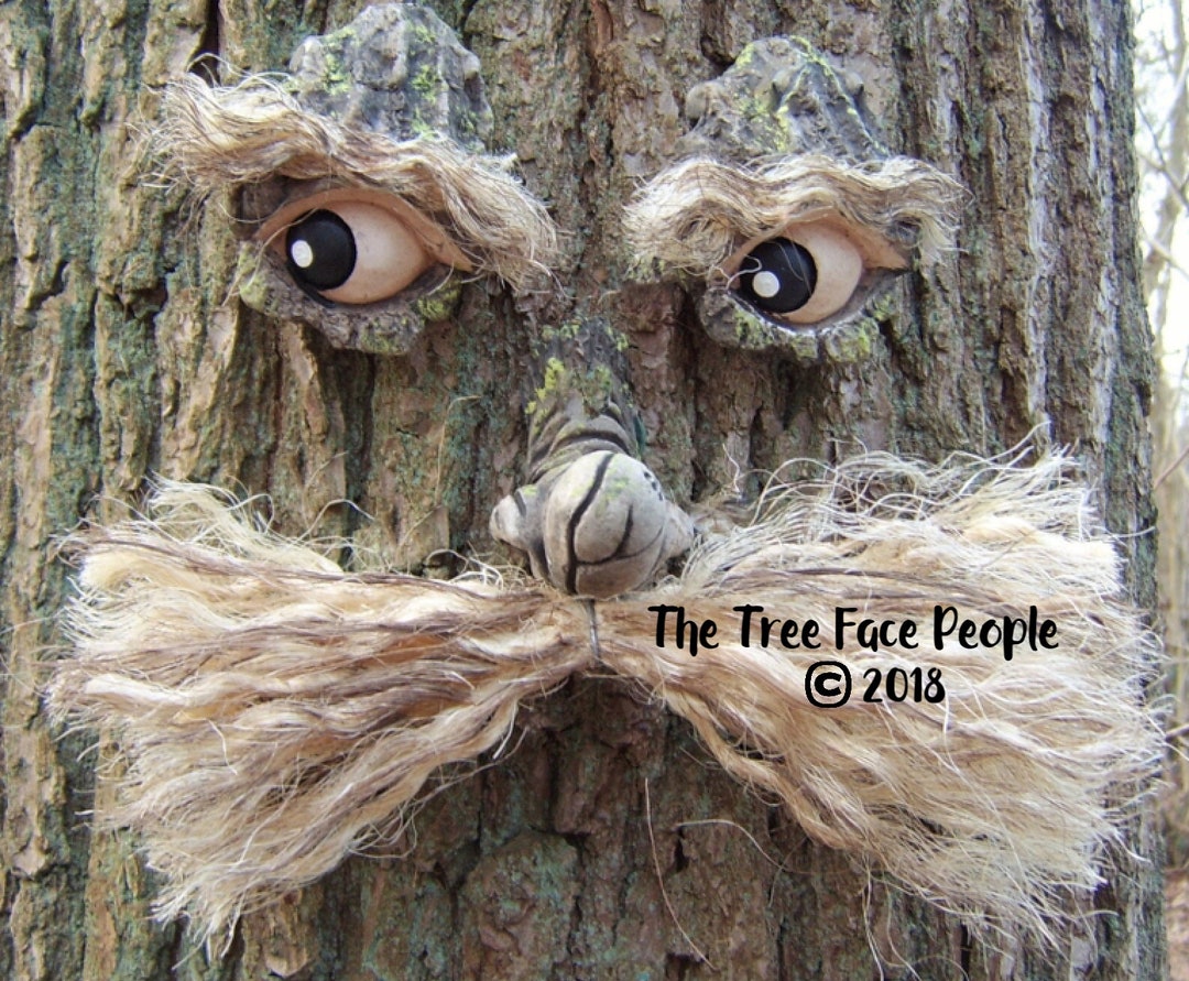 Moustached Tree Face Outdoor Garden Decoration, Sculpture, Statue ...
