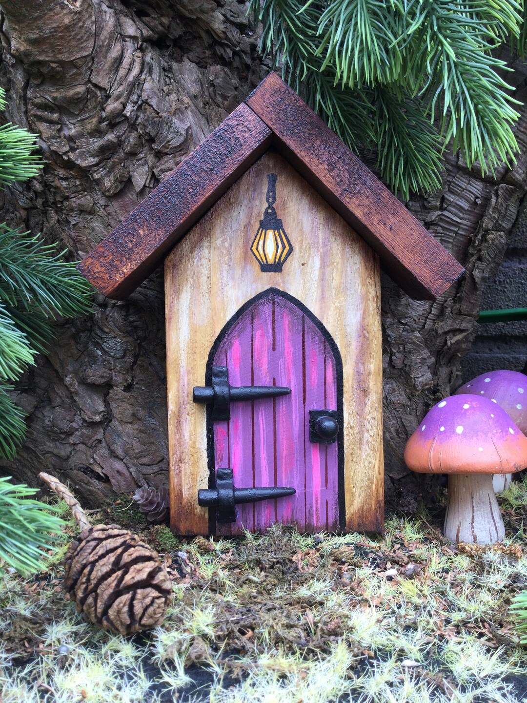 Purple Rustic Fairy Door. Hand Painted, Made From Reclaimed Wood, Fairy ...