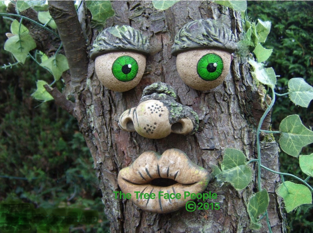Handmade Tree Face Garden Decor: Whimsical Funny Faces - Etsy