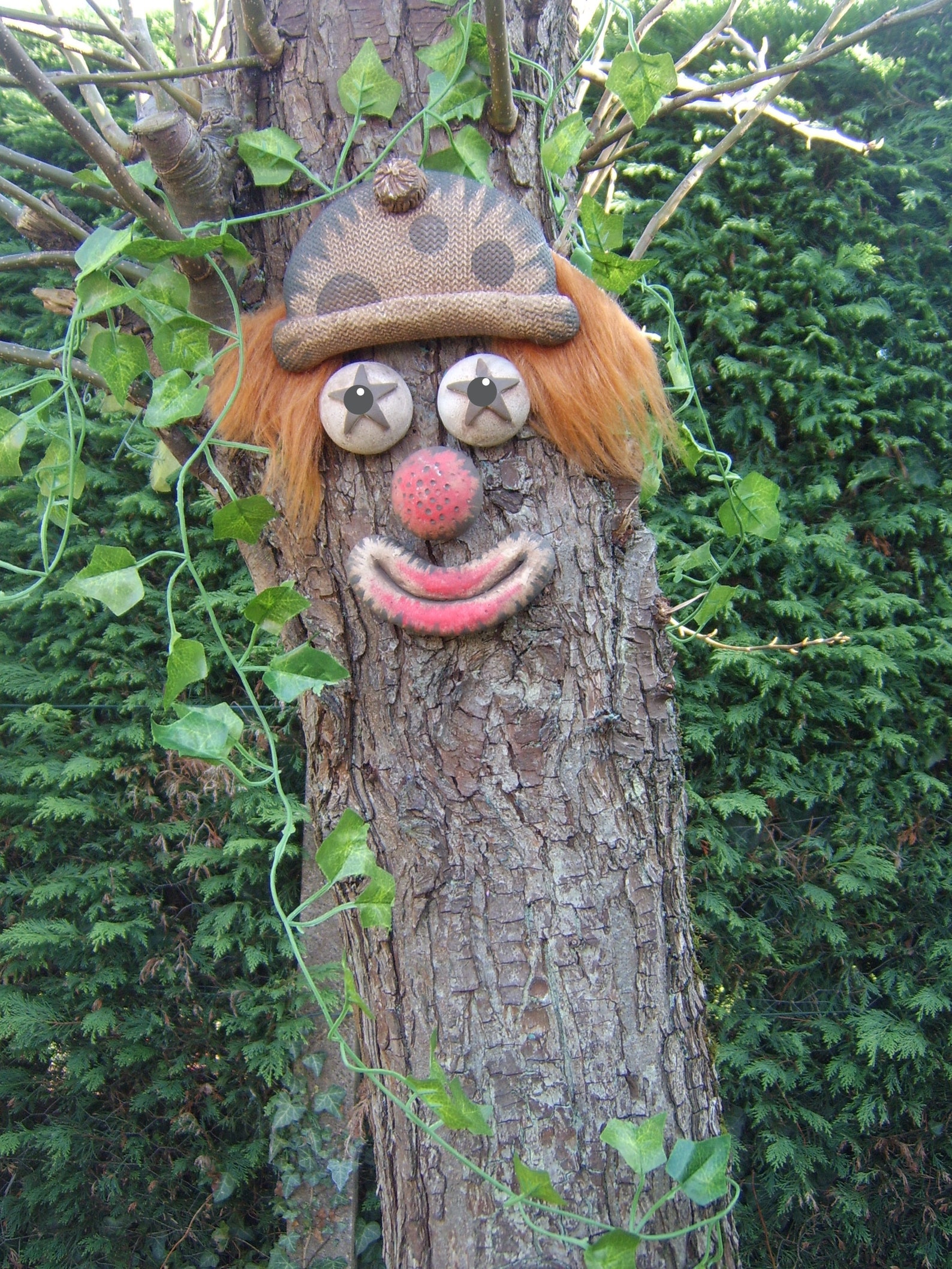 Clown Garden Decoration. Tree Face Outdoor Sculpture Statues. - Etsy