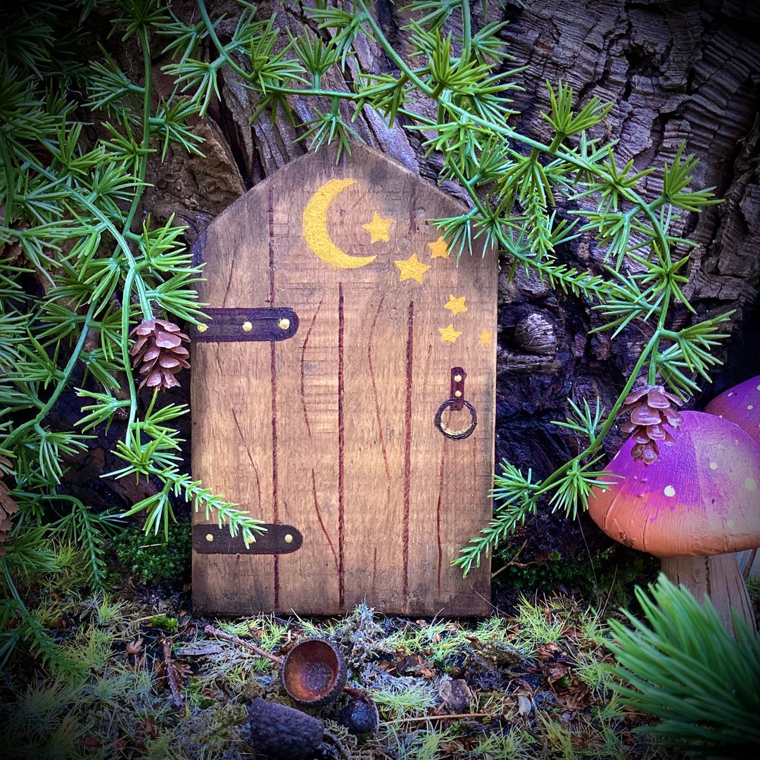 Whimsical, Rustic Wooden Fairy Door. Elf, Pixie, Hobbit Miniature Door ...