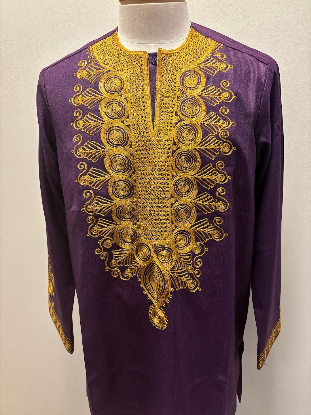 Esty African Men's Long Sleeve Shirt With Embroidery. - Etsy
