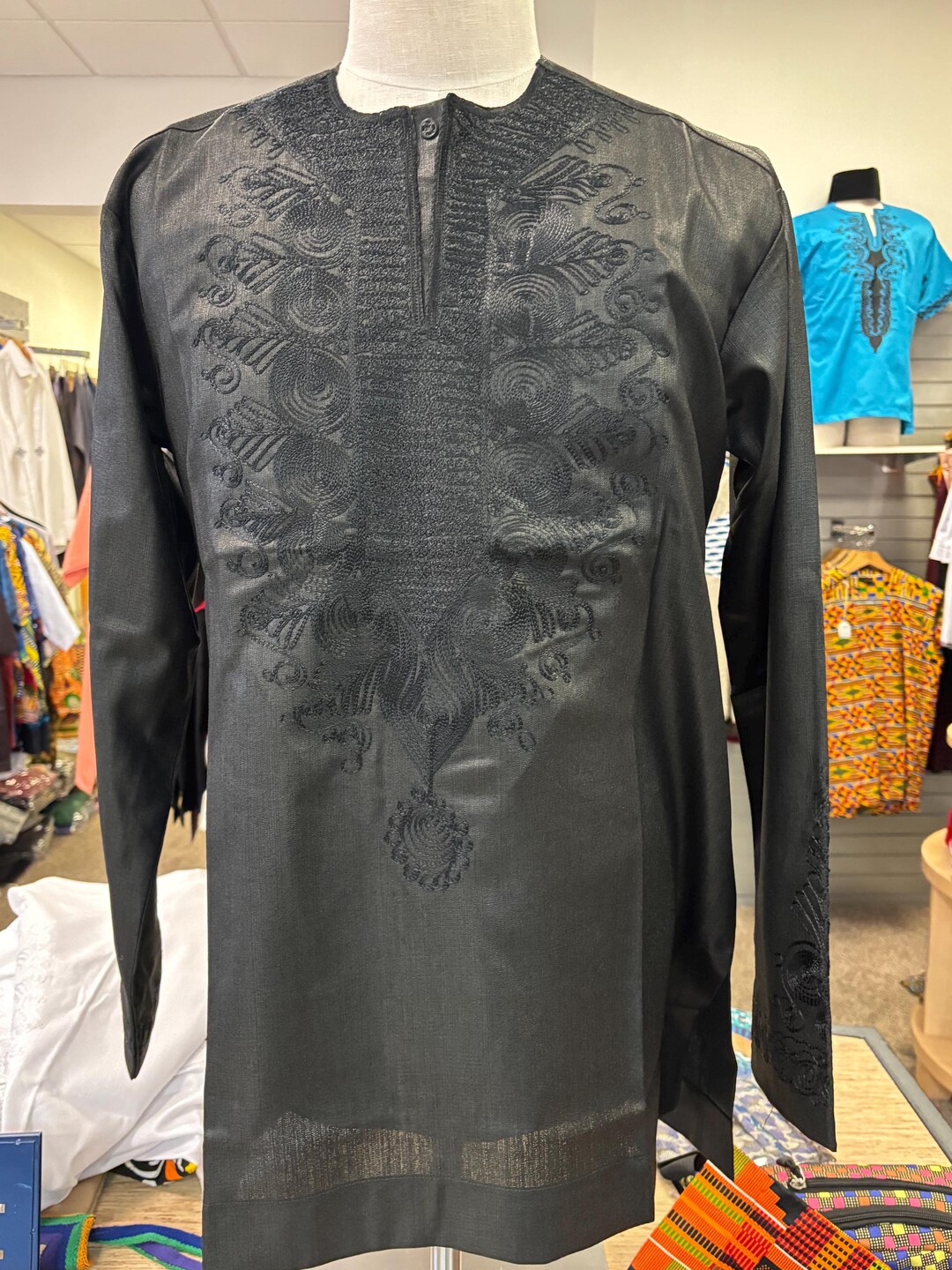 Esty African Men's Long Sleeve Shirt With Embroidery. - Etsy