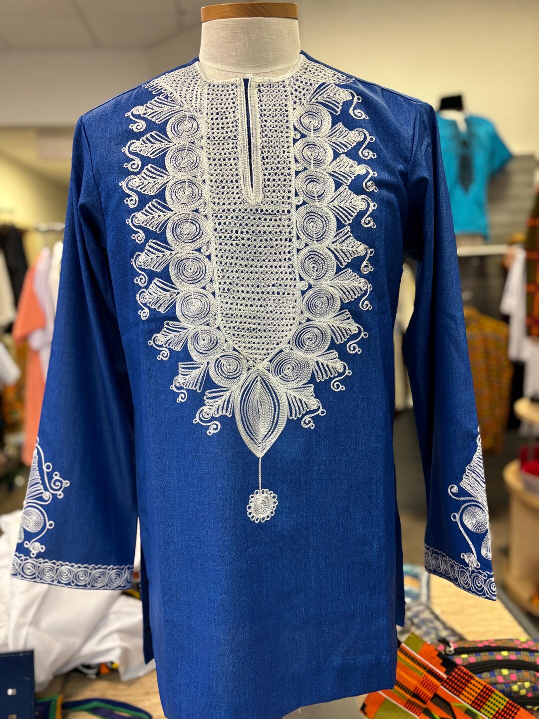 Esty African Men's Long Sleeve Shirt With Embroidery. - Etsy