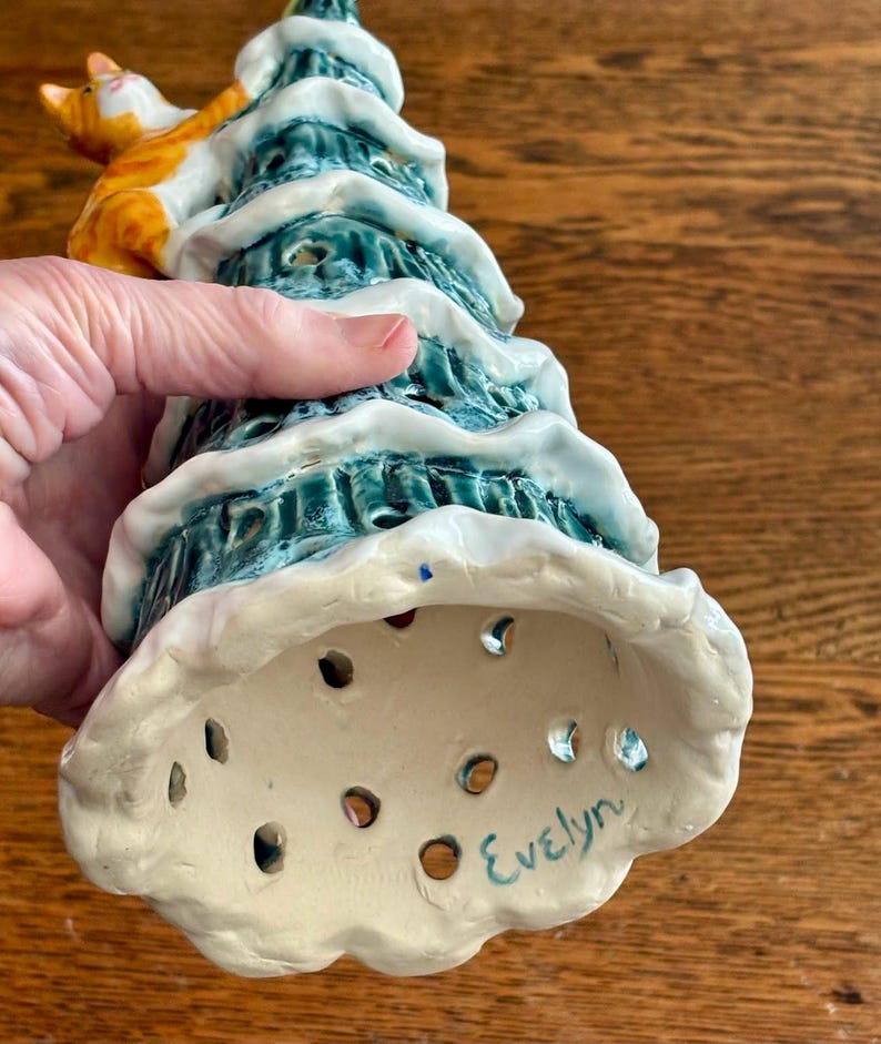 Handmade Ceramic Cat Climbing Christmas Tree - Etsy