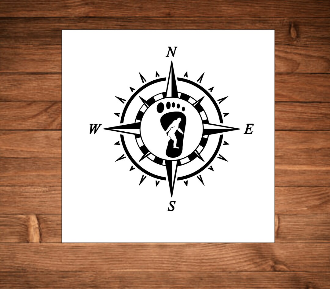 Bigfoot Sasquatch Nautical Compass, Rustic Compass, Hood Vinyl Decal ...