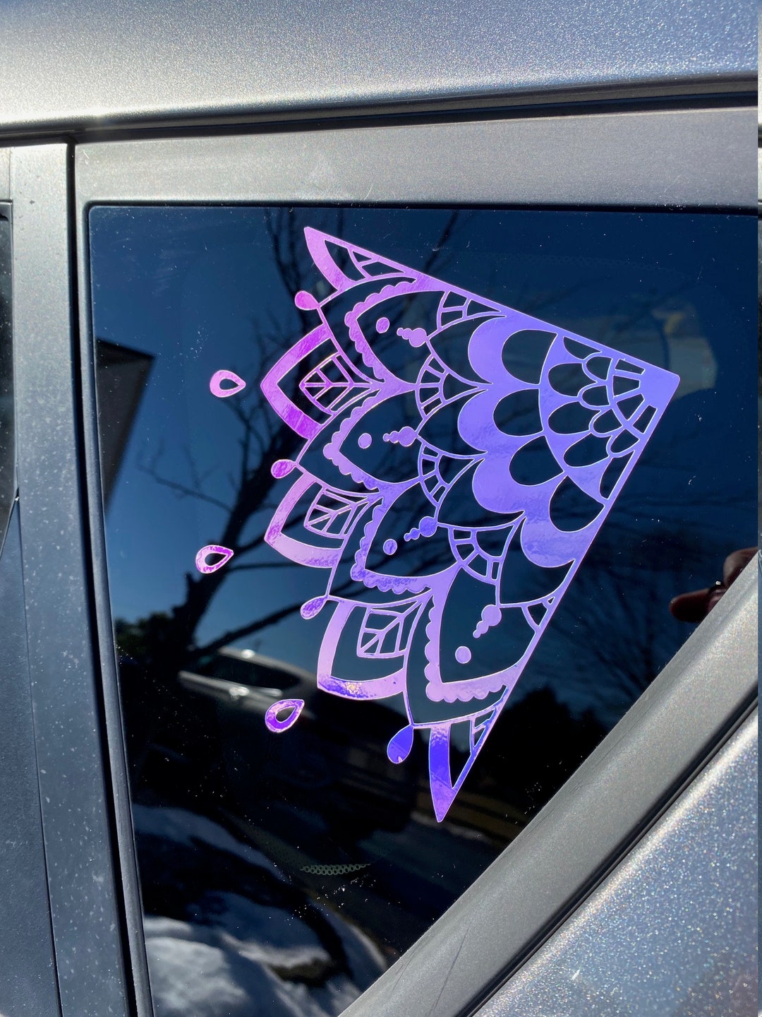 Car Mandala, Car Decal, Quarter Mandala, Decorative Car Decal, Flower ...