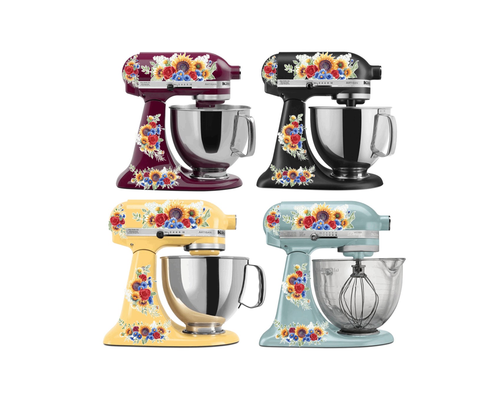 Sunflower and Roses Watercolor Bouquets Kitchen Aid Mixer | Etsy