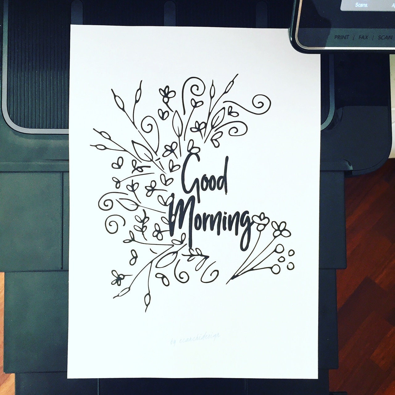 Good Morning , dessin numérique pour impression immédiate, format A3 ...