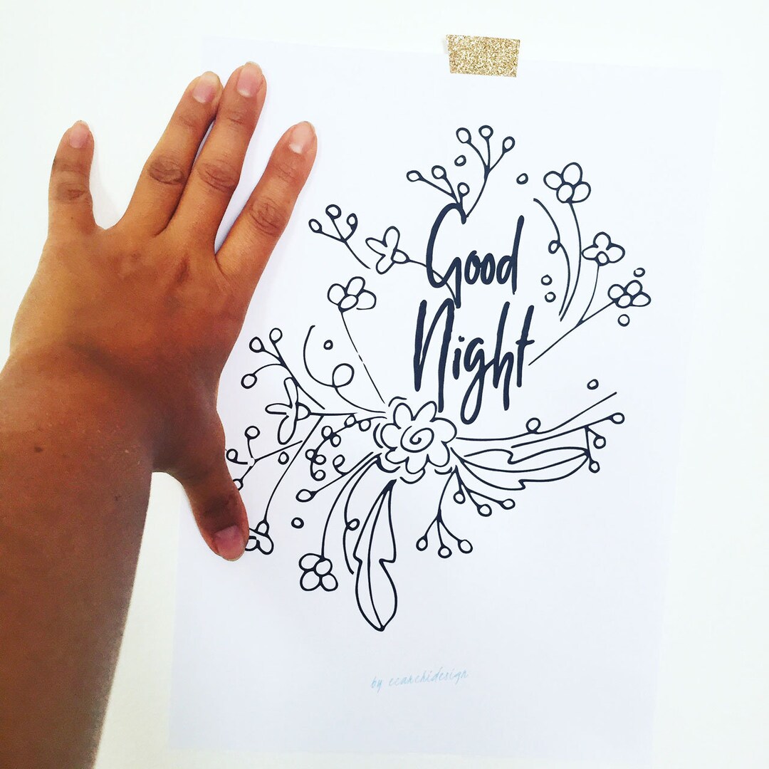Good Night , Digital Drawing for Immediate Printing, A3 Format.wall Art ...