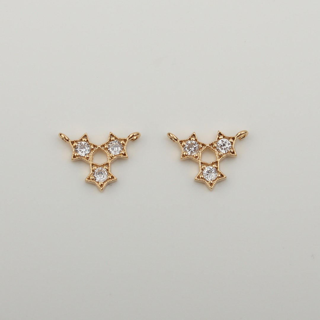 1 STÜCK - Gold Triplet Stars Kralleneinstellung Kubikstecker, runde ...