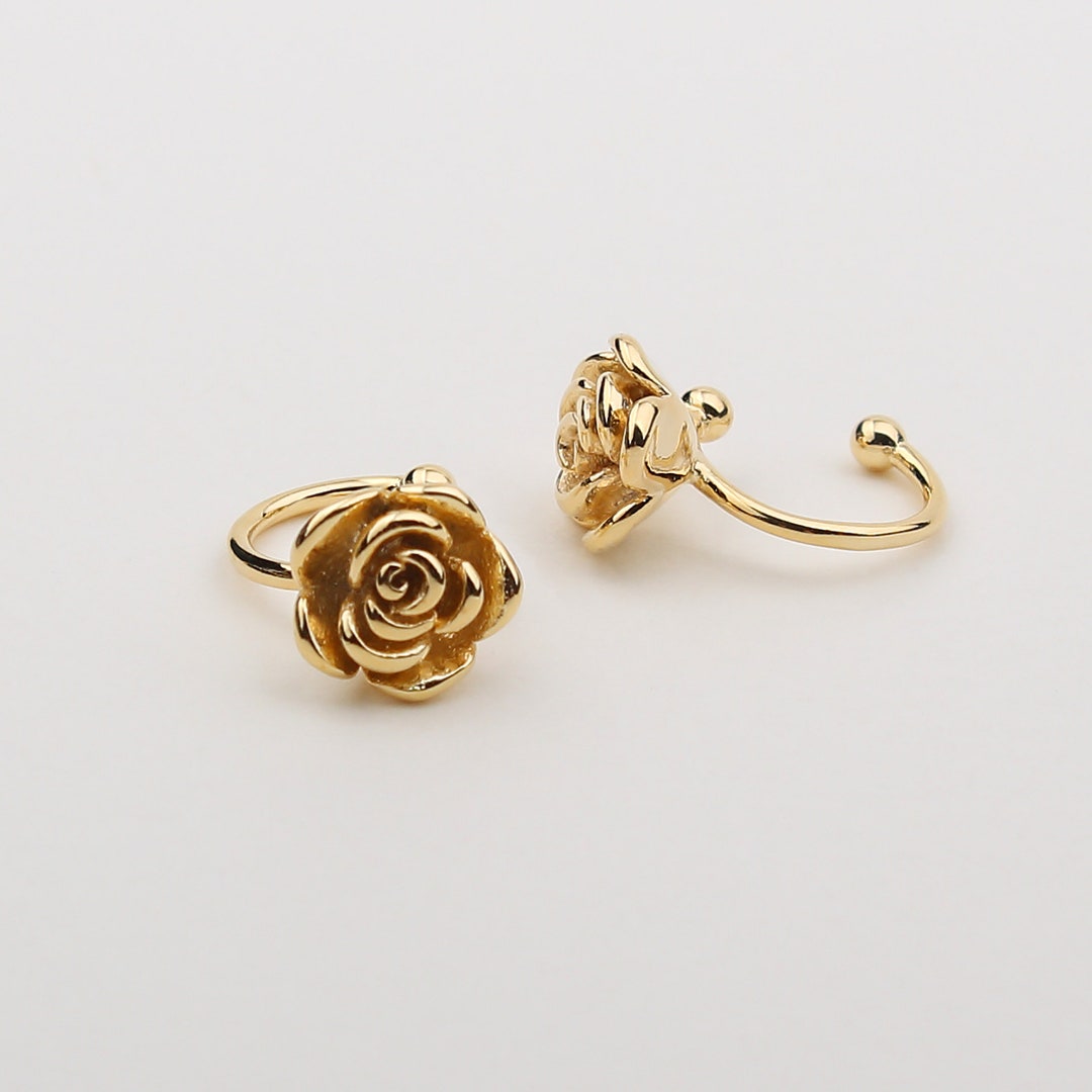 1PCS Rose Ear Cuffs, Flower Cartilage Ear Cuff, Dainty Ear Cuffs ...