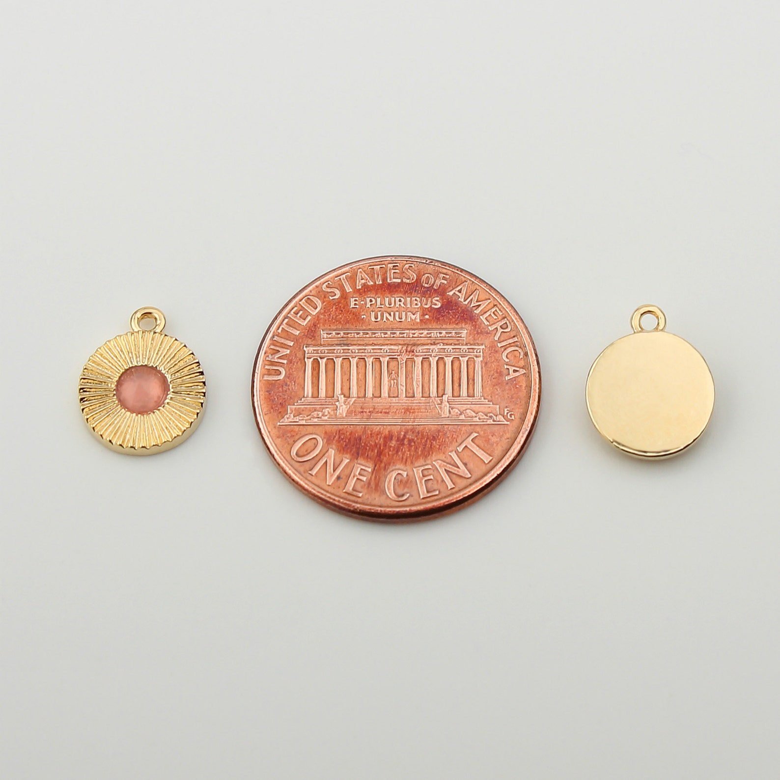 1PCS Textured Gold Disc Coin Charm Tiny Pink Cubic Coin - Etsy