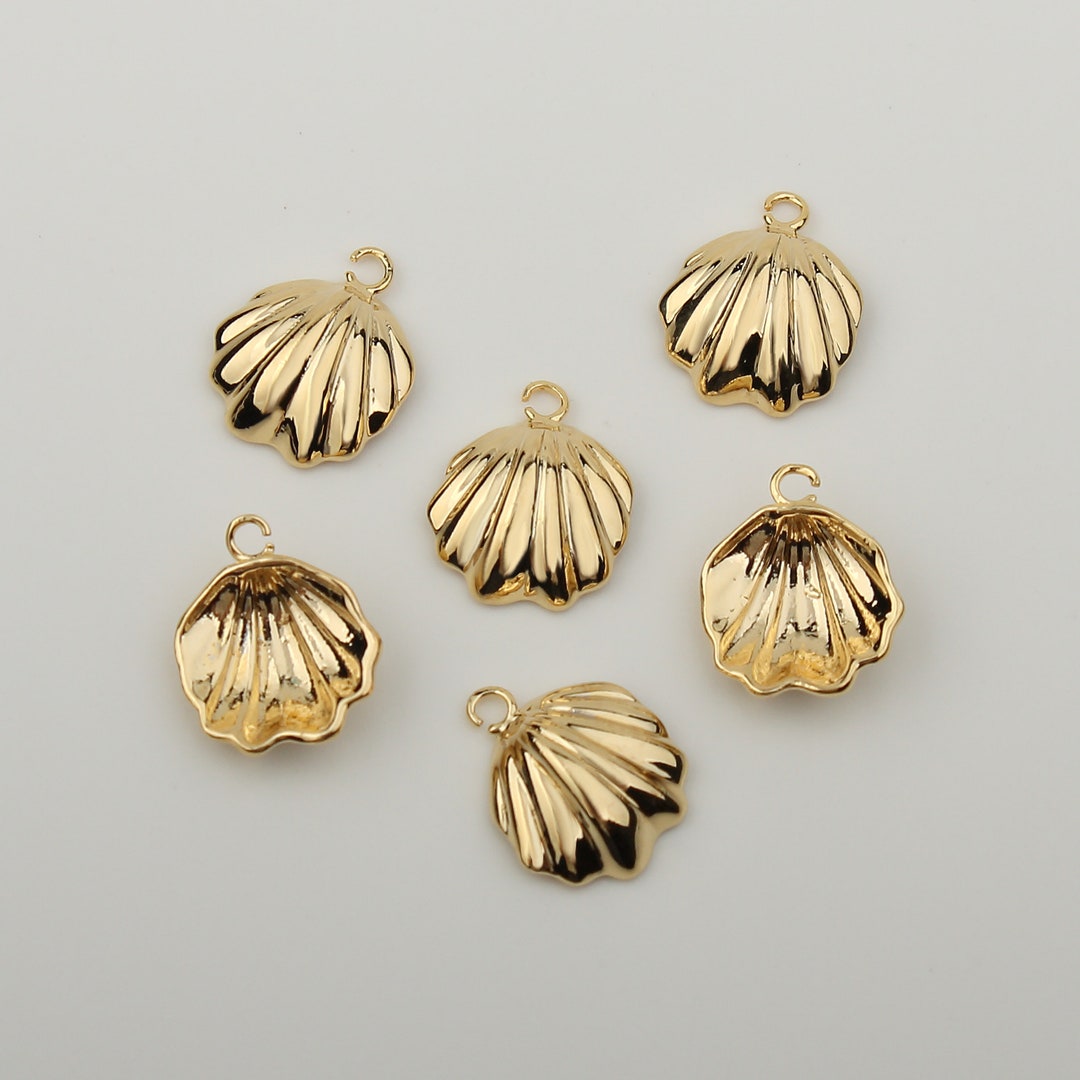 1PCS Charms de concha marina de oro brillante, amuleto de concha de ...