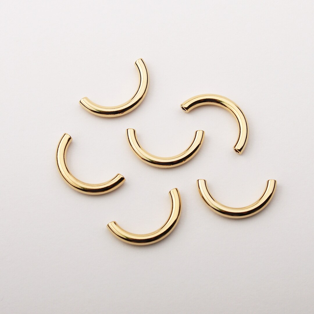 1PCS - Gold Curved Tubes, Brass Tubes, Necklace Charms, Tube Bar ...