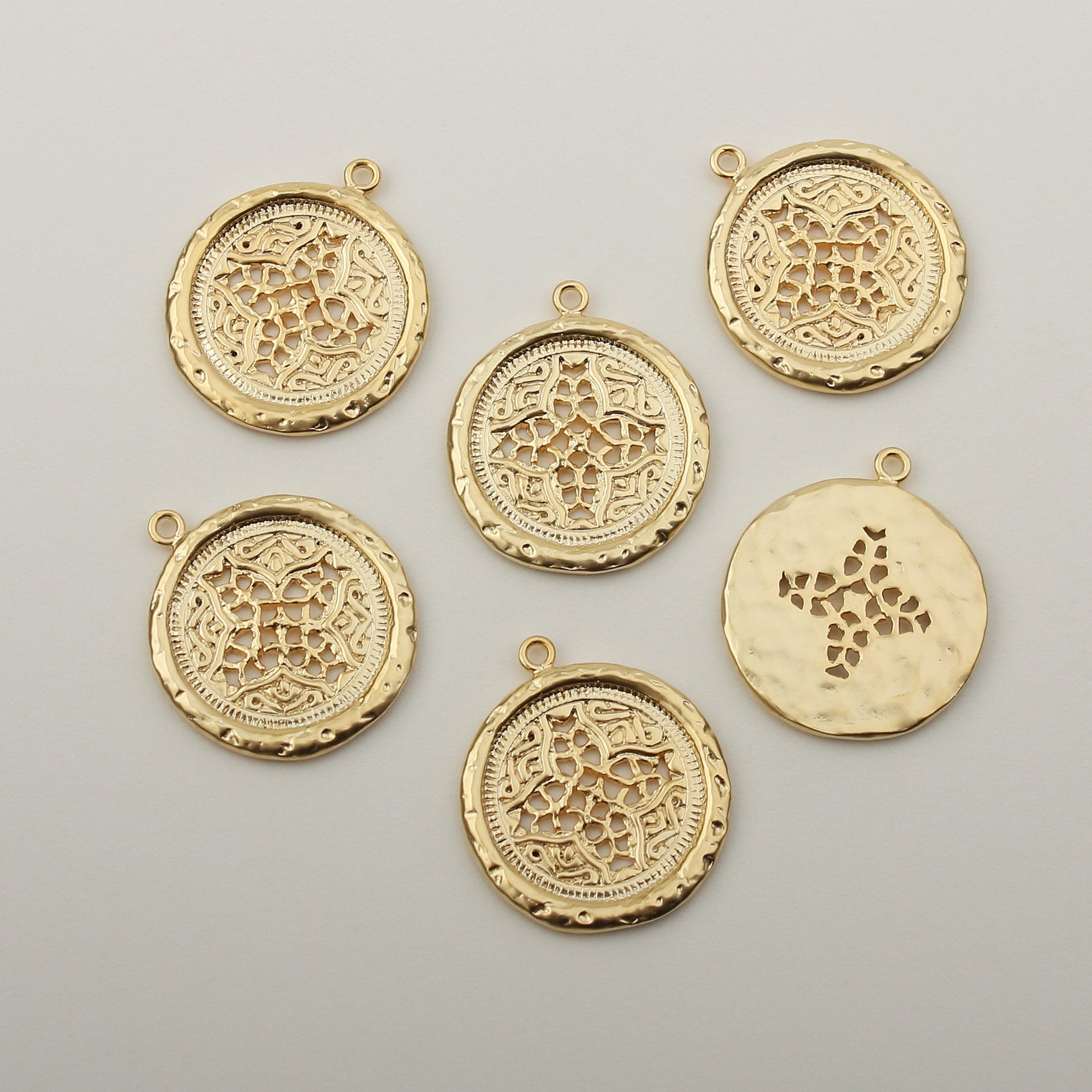 1PCS Antique Gold Arabesque Pattern Charm, Gold Arabesk Pendant ...