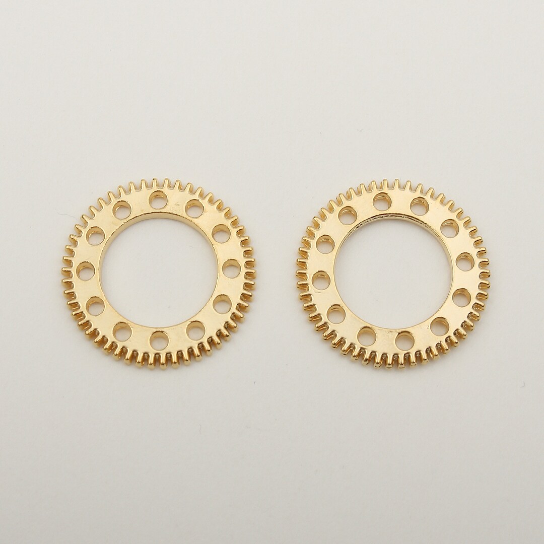 1PCS - Matt Gold Gear Pendant, Cogwheel Charm, Saw-toothed Wheel Charm ...