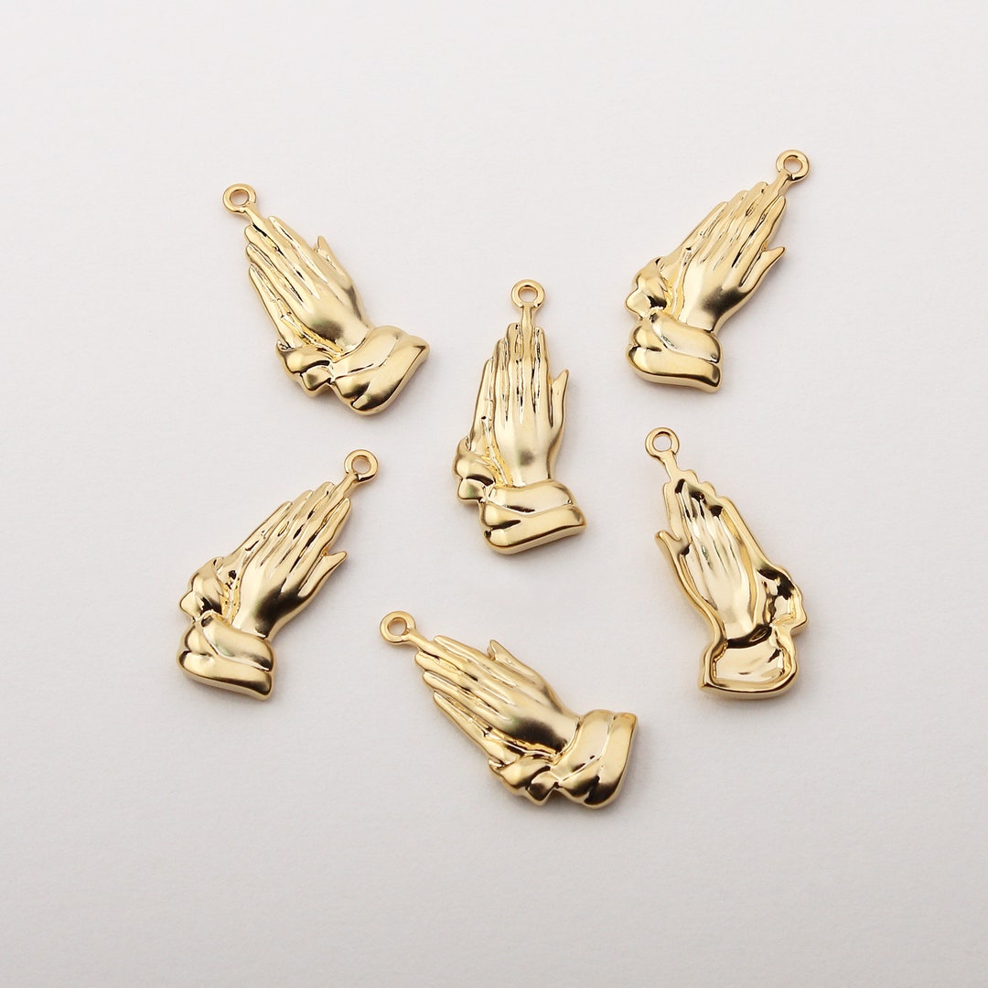 1PCS Warm Gold Praying Hands Charms, Prayer Hands Pendant, Christian ...